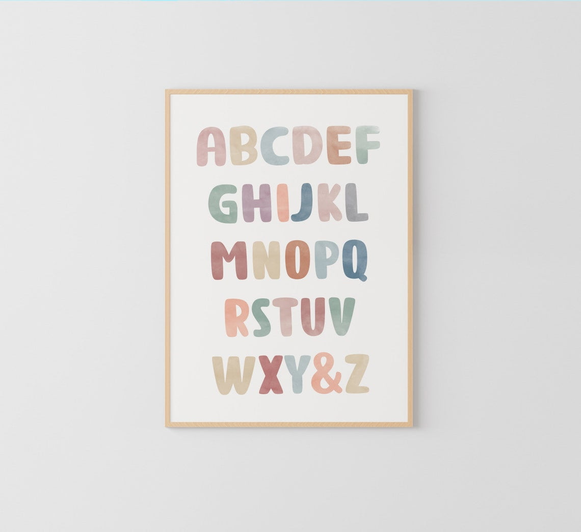 Miluva Alphabet Poster, Neutral Abc Print, Printable Educational Wall ...