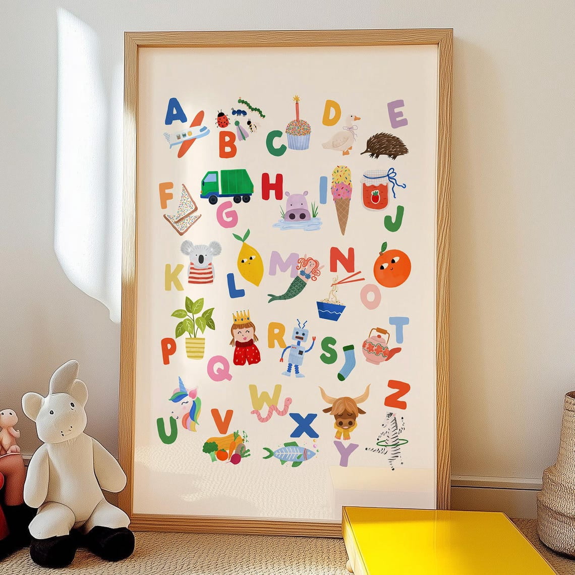 Miluva Alphabet Print For Kids Playful Nursery Decoration, Educational ...
