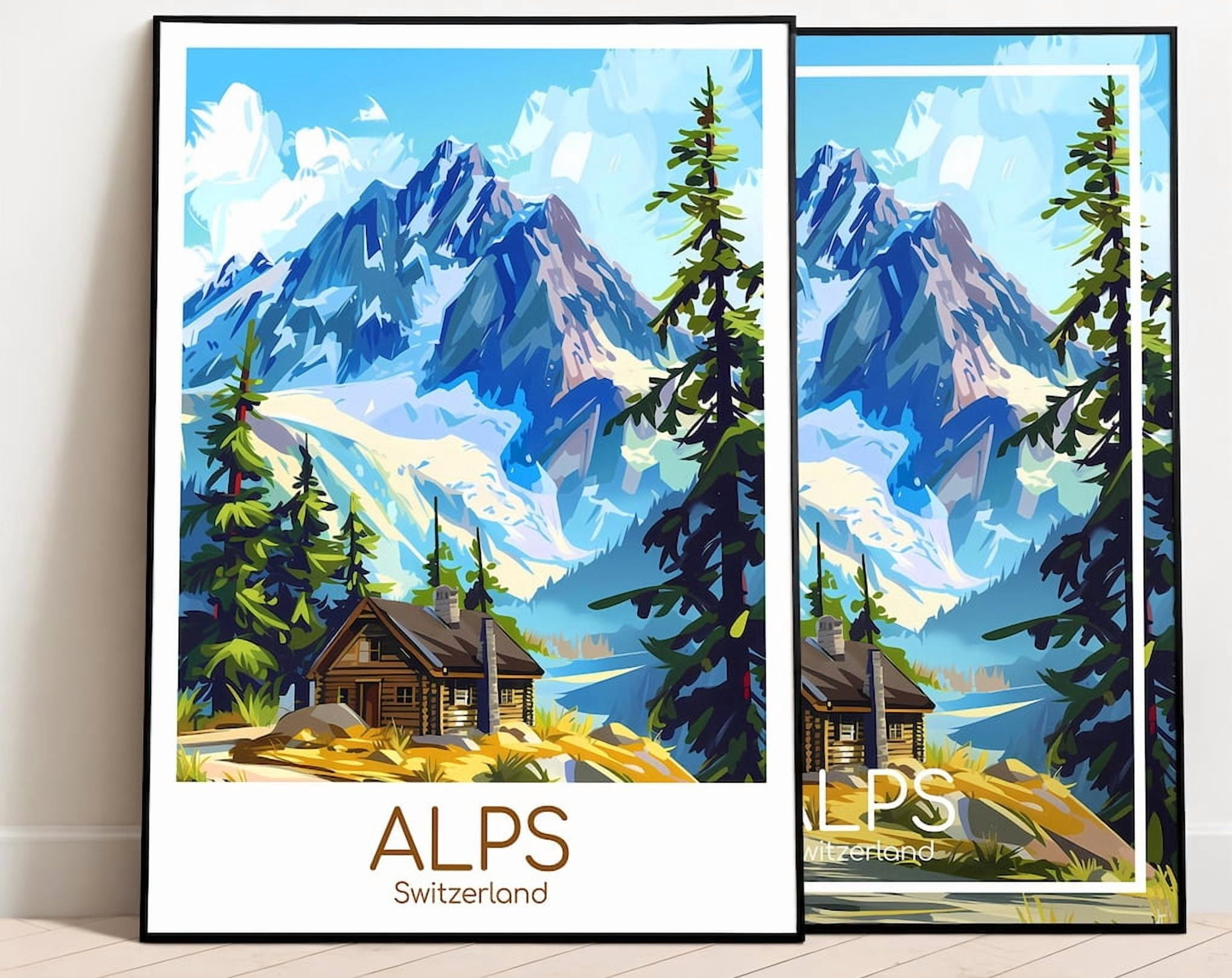 Miluva Alps Travel Poster Alps Poster Wall Art Switzerland Vintage ...