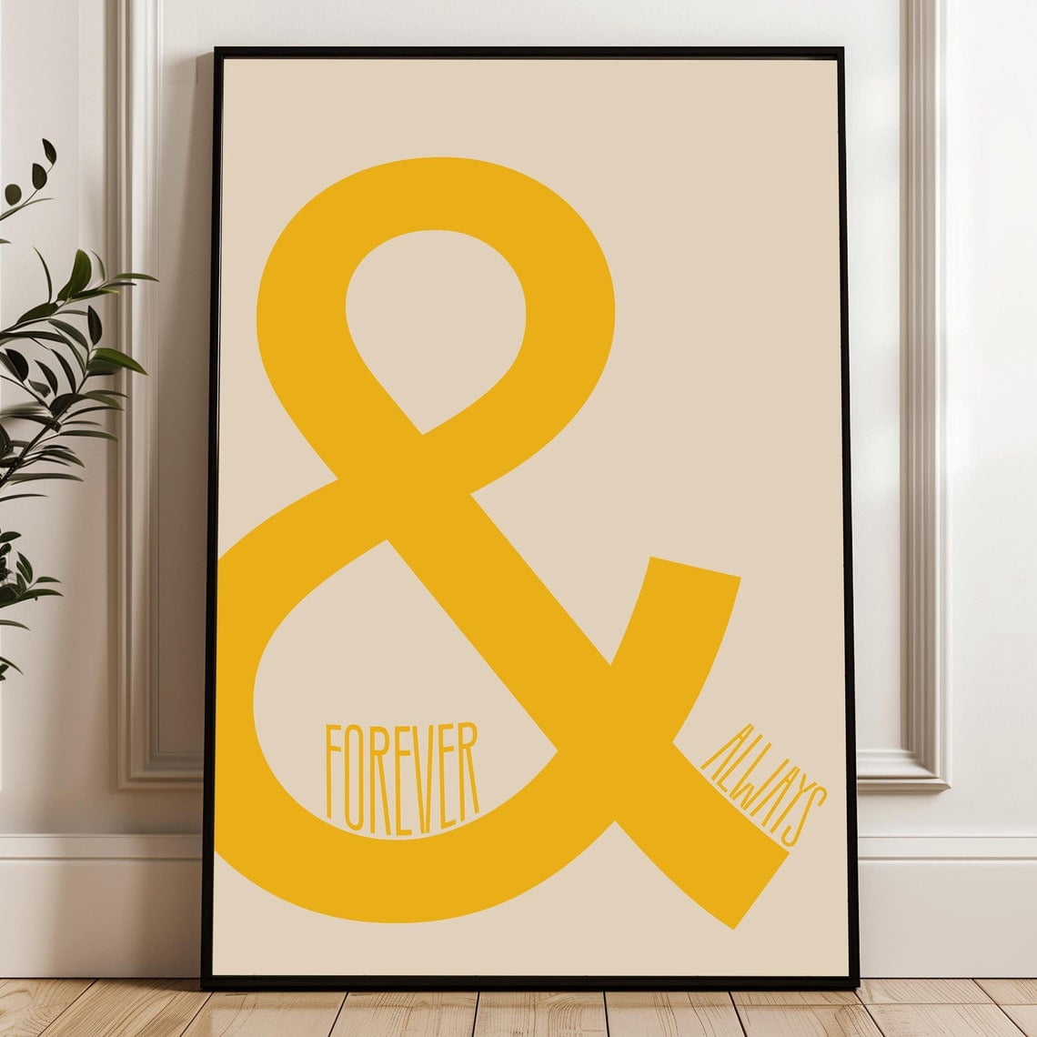 Miluva Always And Forever Poster Typography Beige Wall Art Minimalist ...