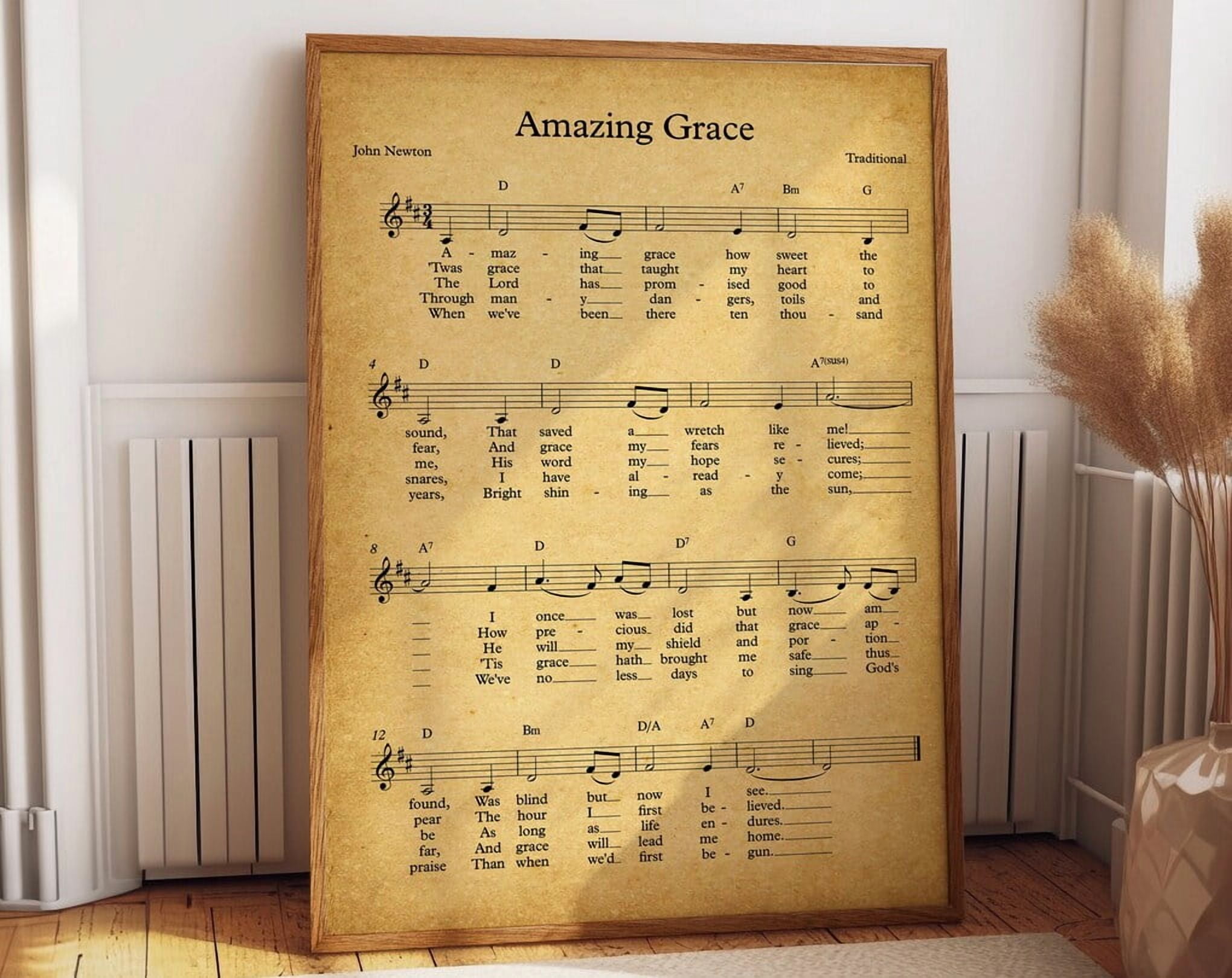 Miluva Amazing Grace Sheet Music Poster Amazing Grace Song John Newton ...