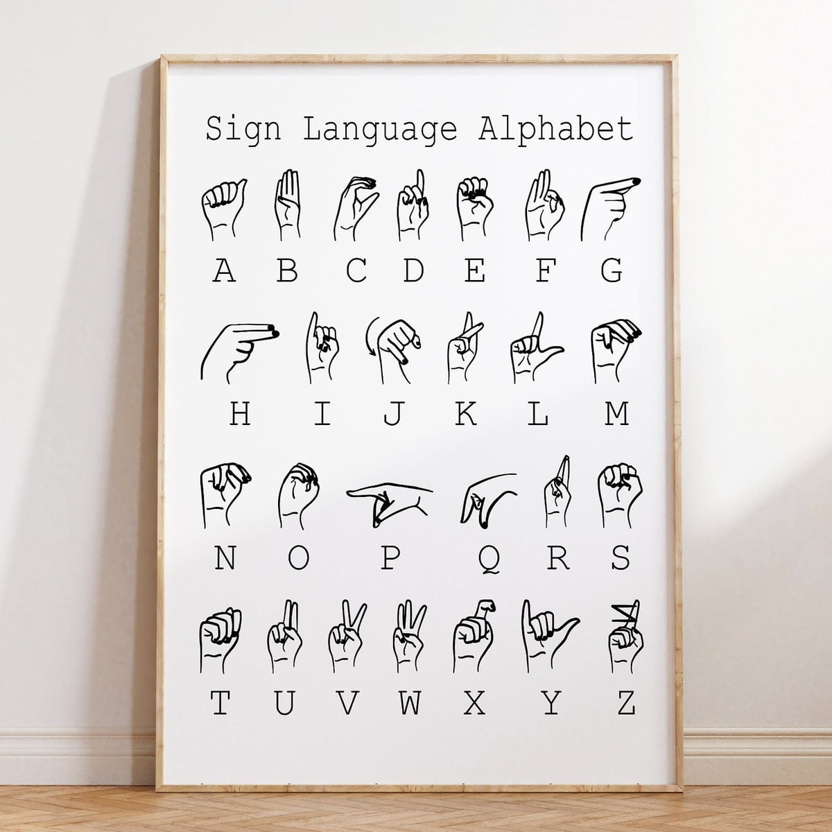 Miluva American Sign Language Poster, Asl Alphabet, Printable Wall Art ...