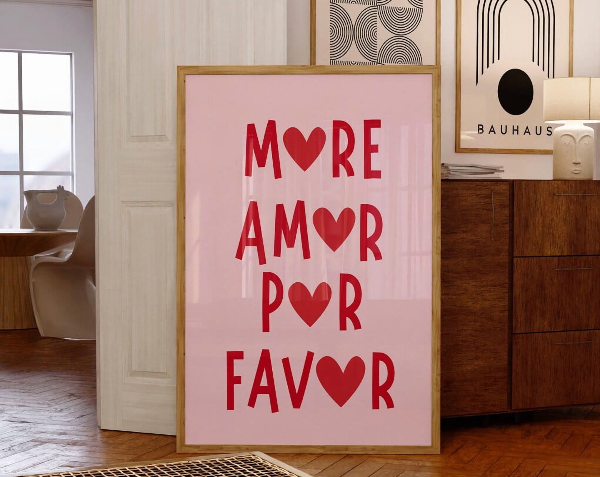 Miluva More Amor Por Favor Print Minimalist Heart Poster Aesthetic ...