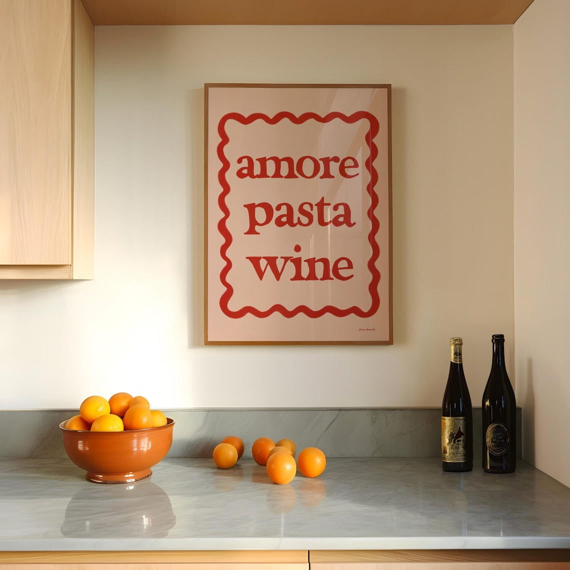 Miluva Amore Pasta Wine Wall Art, Pasta Night Poster, Wine Club Print ...