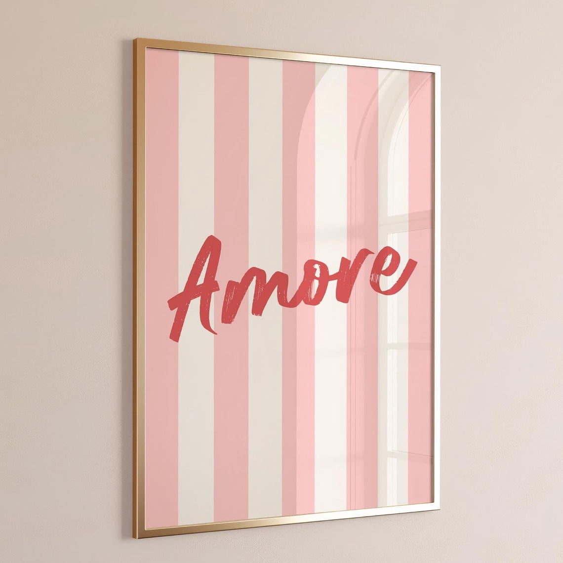 Miluva Amore Print, Pink Red Typography Poster, Trendy Wall Art, Cute ...
