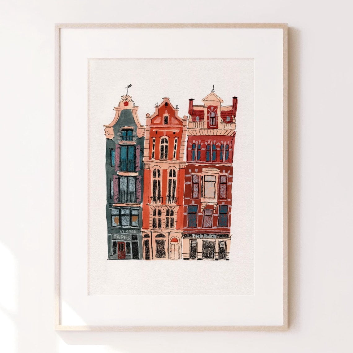 Miluva Amsterdam Travel Poster, Dutch Canal Houses, Colorful Amsterdam ...