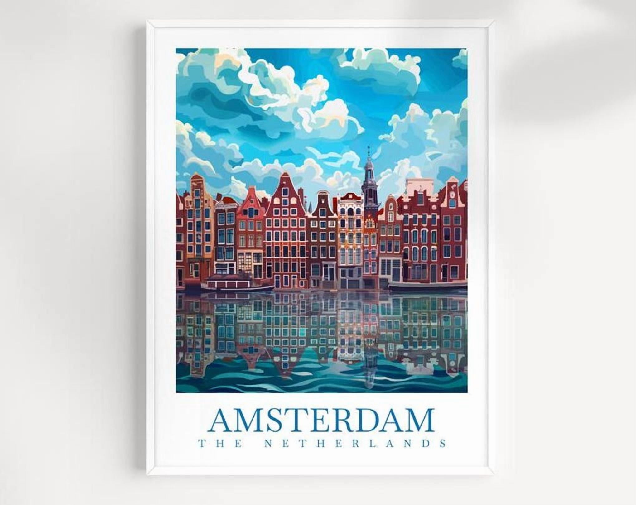Miluva Amsterdam Travel Print Wall Art Gift Netherlands Wall Hanging ...