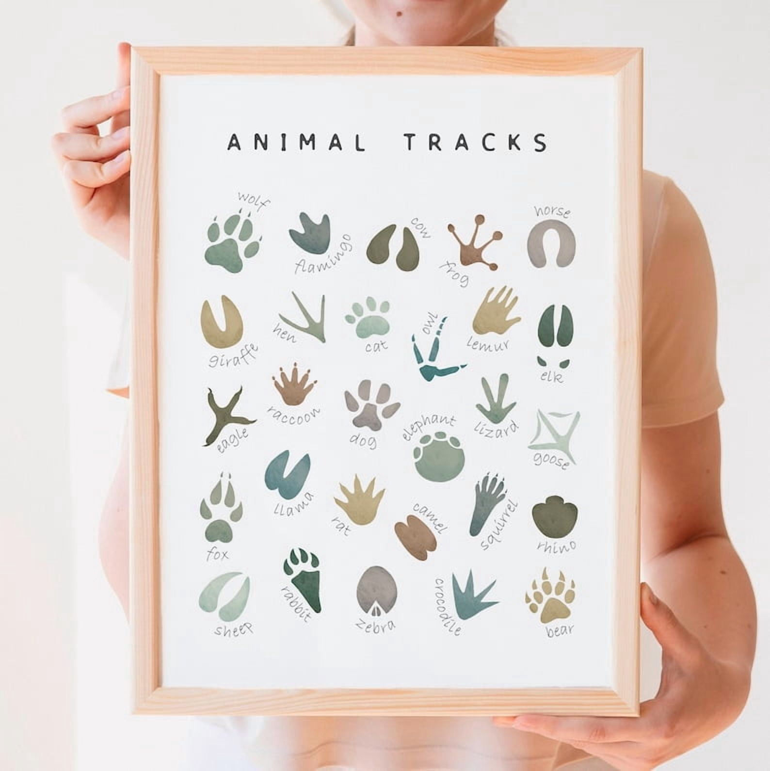 Miluva Animal Tracks Poster, Earth Tones Nursery Wall Decor, Playroom ...