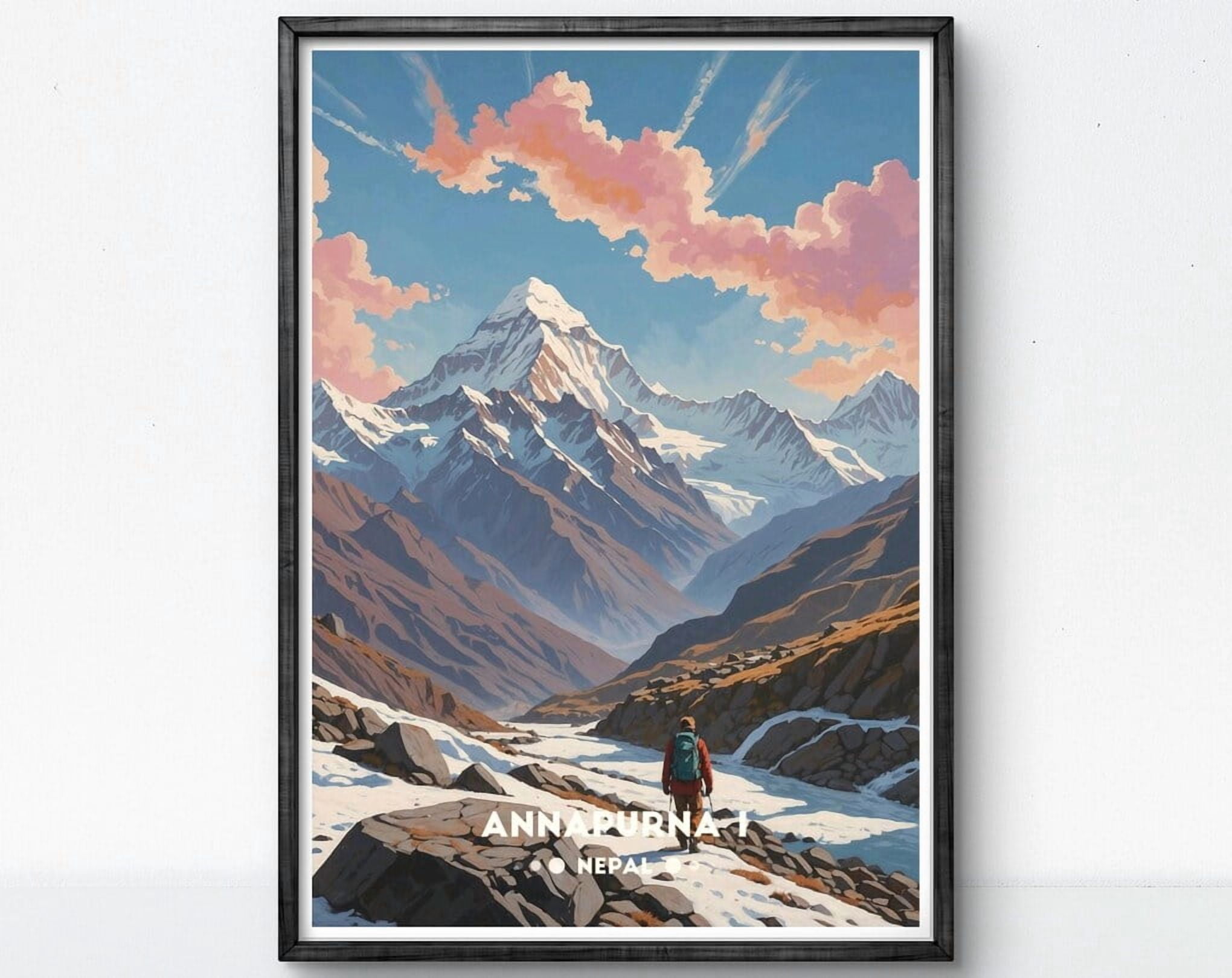 Miluva Annapurna I Nepal Vintage Poster - Stunning Himalayan Landscape ...
