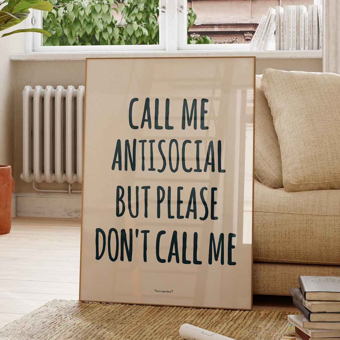 Miluva Antisocial Wall Art Print - Introvert Print, Quote Wall Art ...