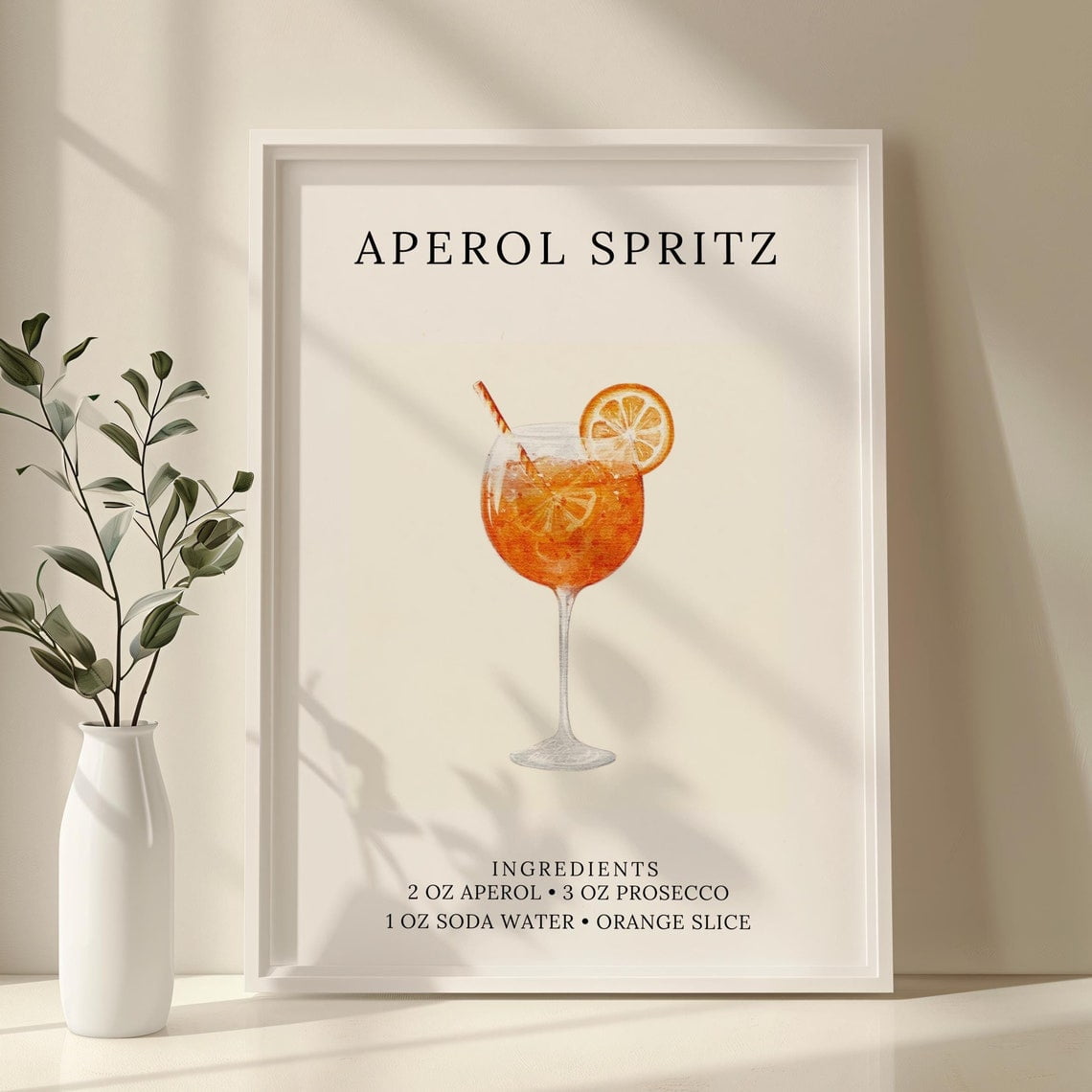Miluva Aperol Spritz Art Poster, Party Signature Drink Sign, Bar Cart ...