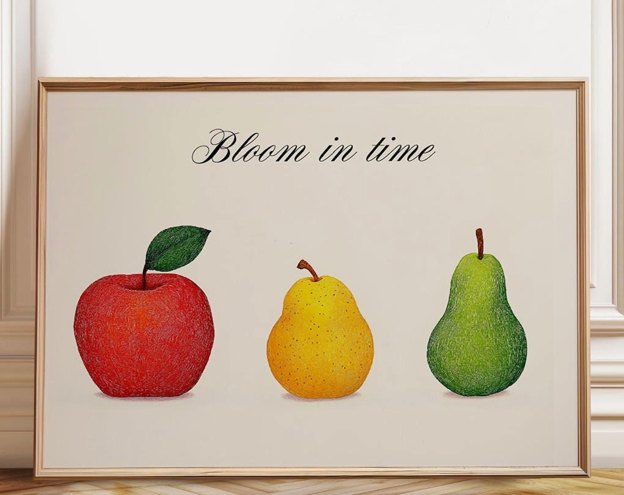 Miluva Apple And Pears Print - Modern Minimalist Fruit Art Poster ...