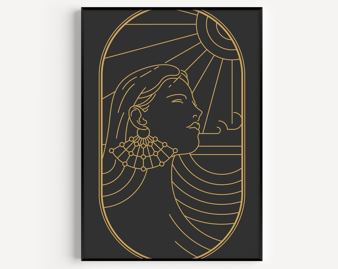 Miluva Art Deco Print, Black Gold Art Deco, Printable Art, Wall Art ...