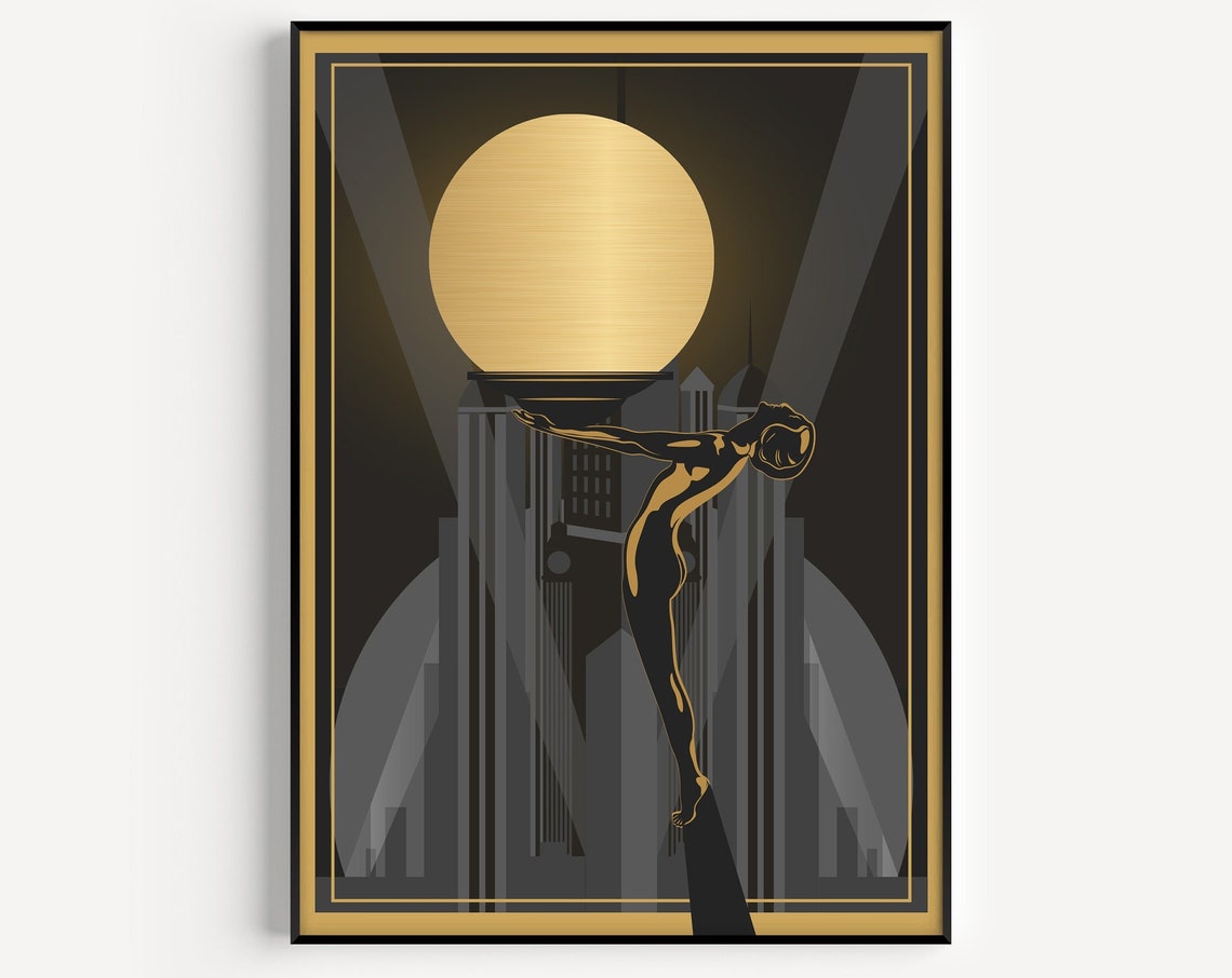 Miluva Art Deco Print, Printable Art, Art Deco Art Print, Black Gold ...