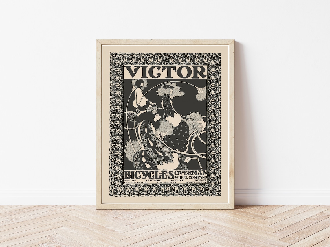 Miluva Art Nouveau Cycling Poster, Victor Bicycles 1895 Advertisement ...