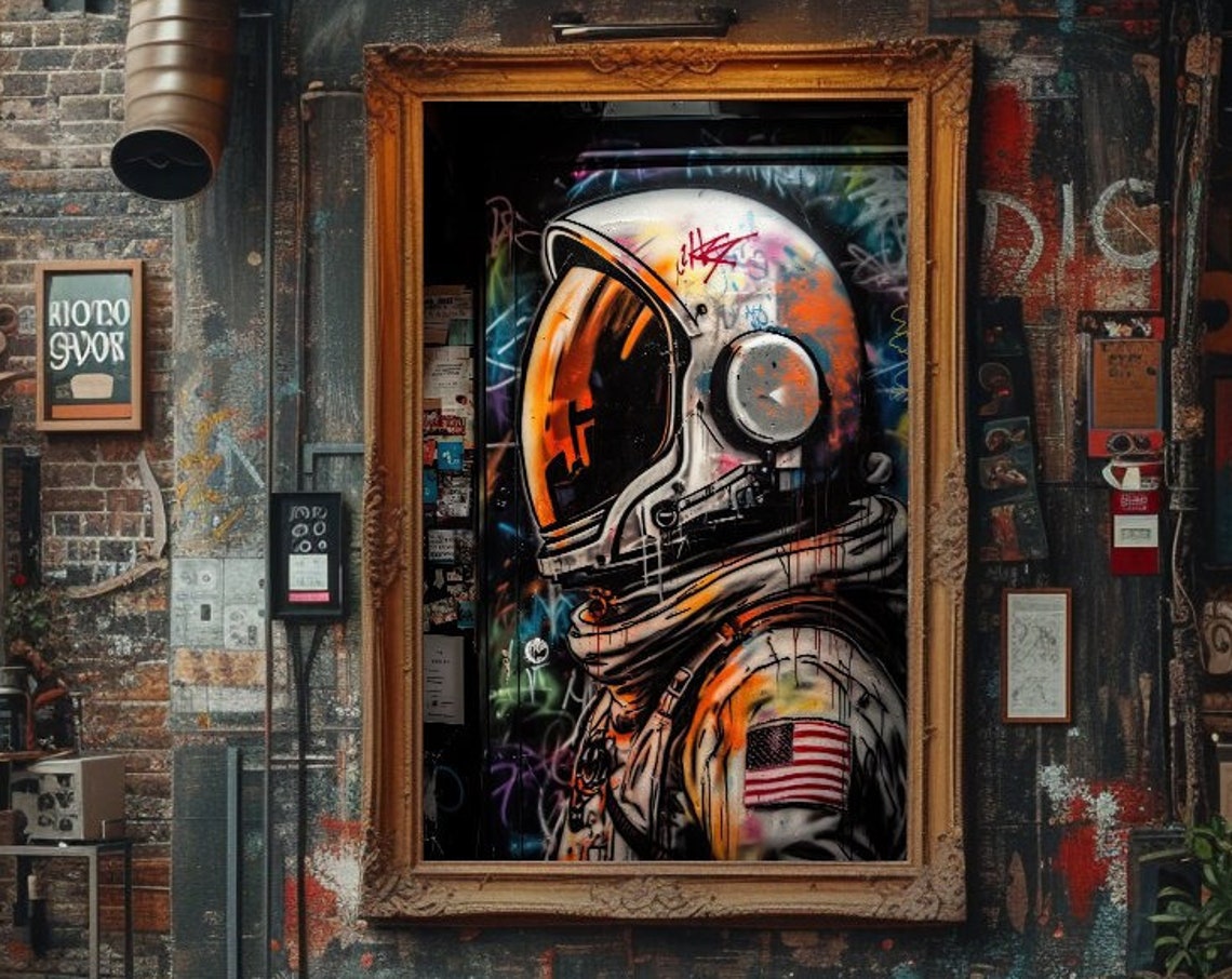 Miluva Astronaut Graffiti Wall Art, Astronaut , Space Travel Poster ...