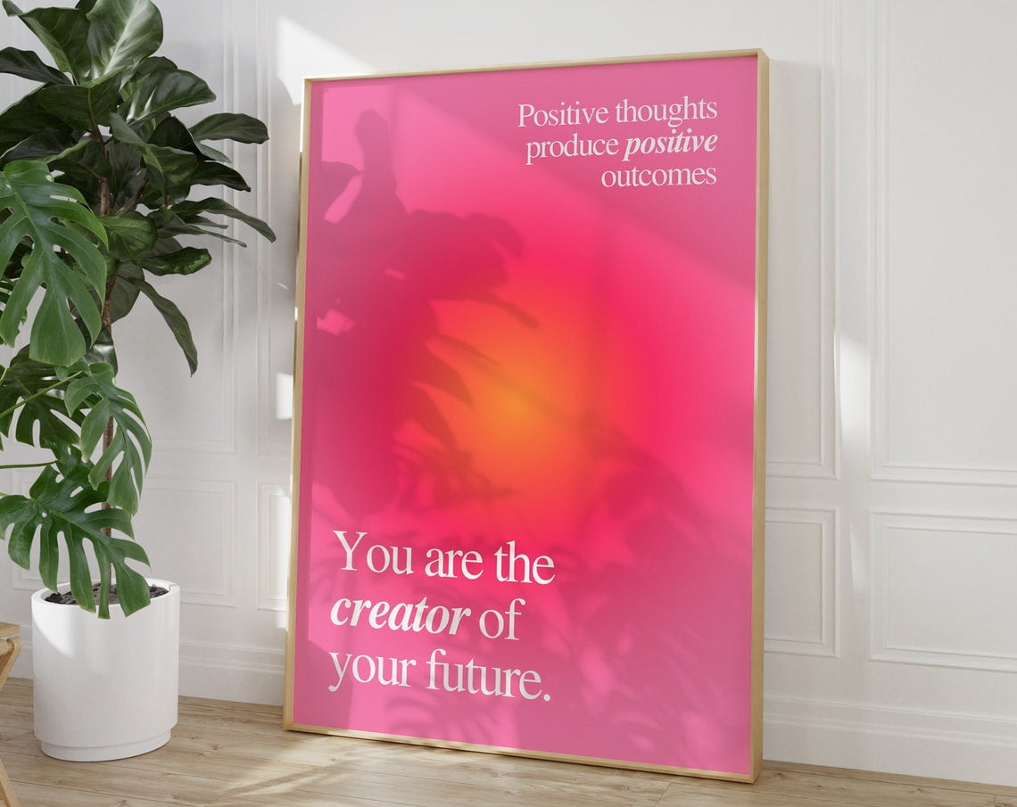 Miluva Aura Poster Manifestation Print Pink Orange Aura Quote Trendy ...