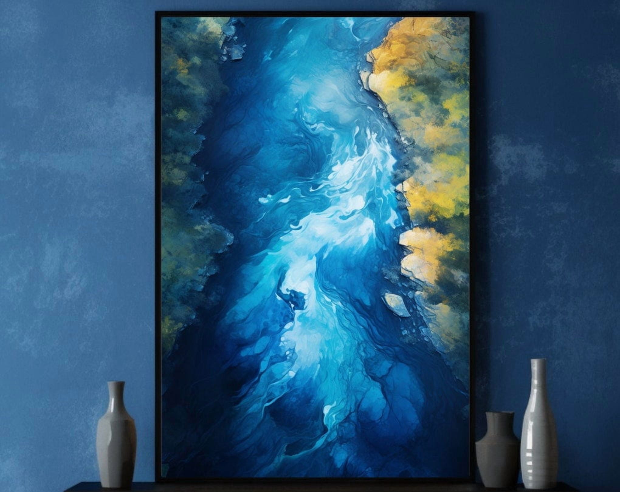 Miluva Azure Waters Aerial Landscape River Art Decor Modern ...