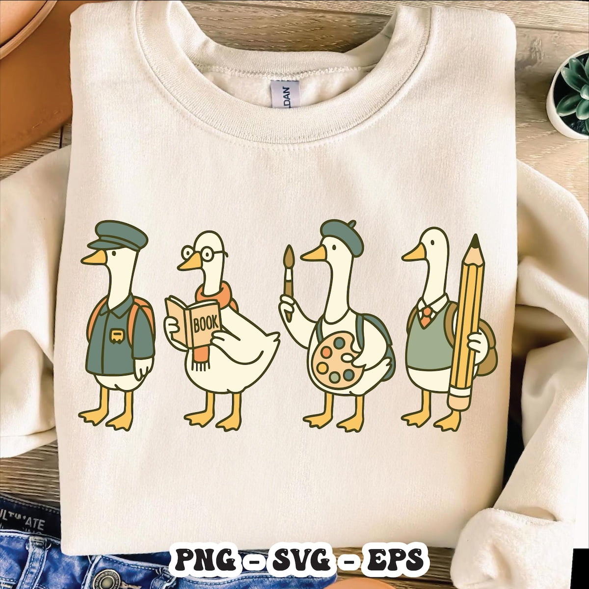 Miluva Back To School Goose Eps | Cute Teacher Goose Clipart | School ...