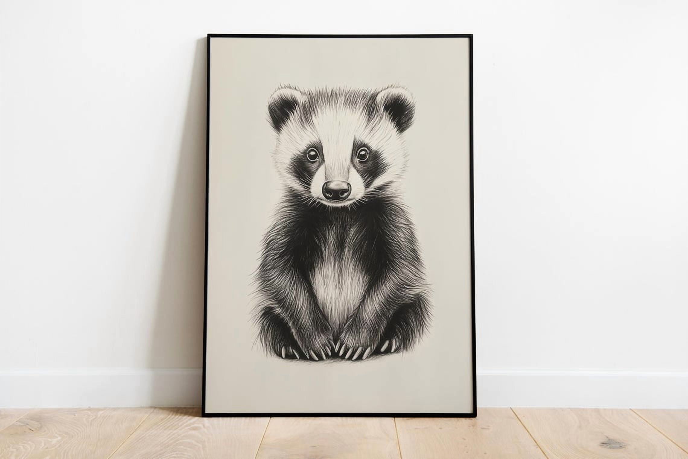 Miluva Badger Nursery Print, Baby Badger Poster, Kids Bedroom Prints ...