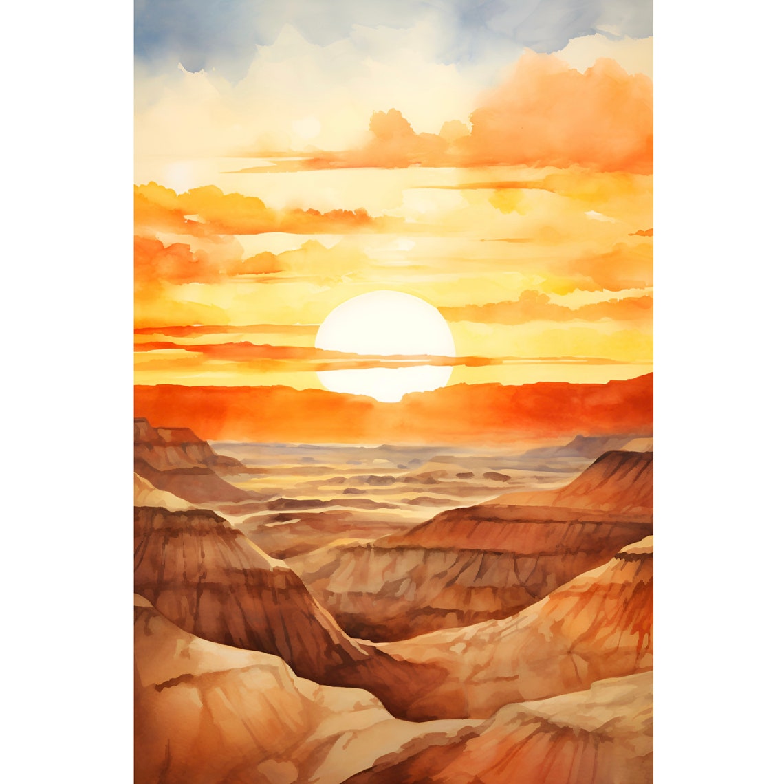 Miluva Badlands National Park Sunrise Art South Dakota Landscape Orange ...