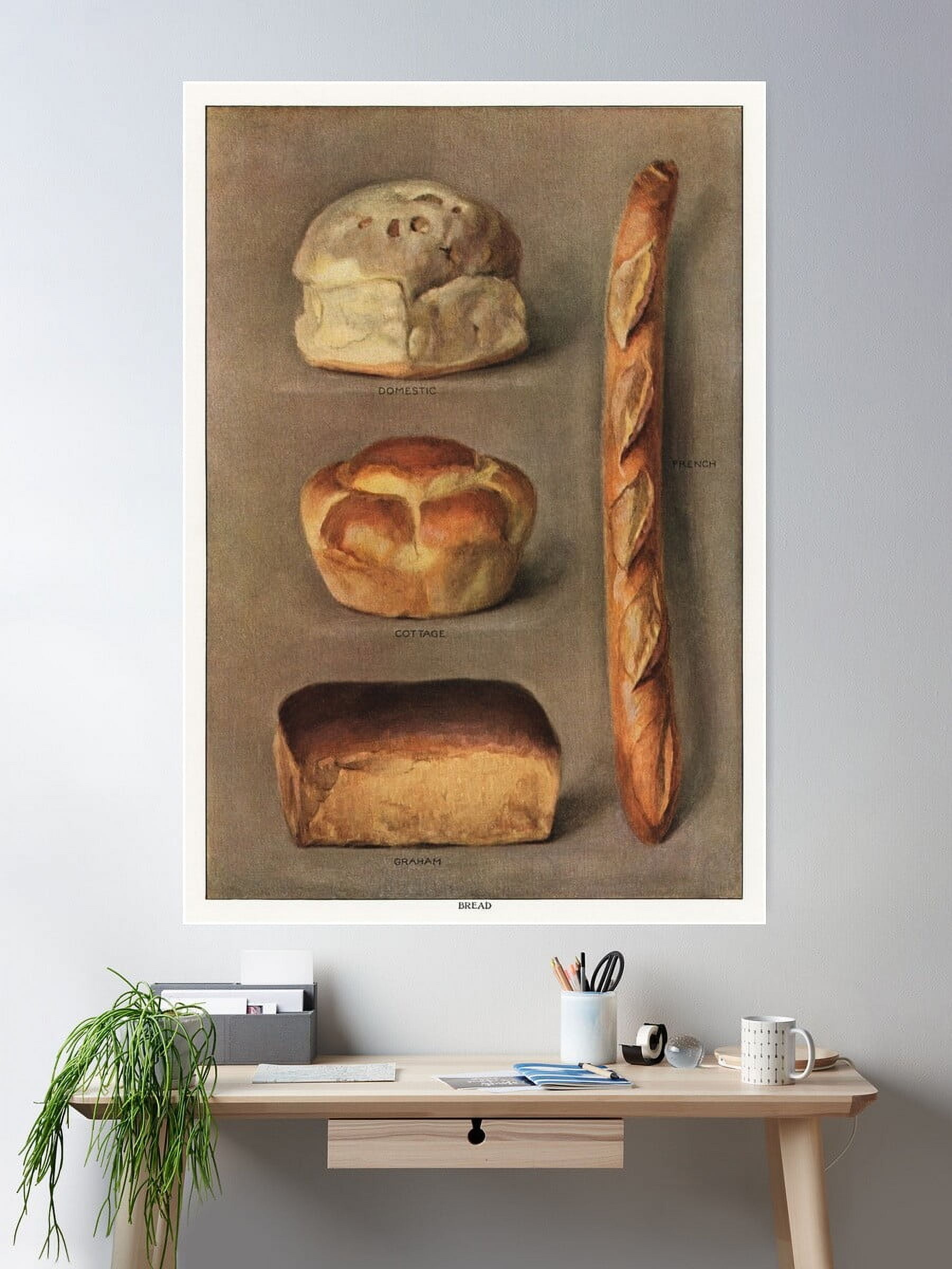 Miluva Baked Bread Loaves Poster Wall Art, Modern Wall Decor For Living ...