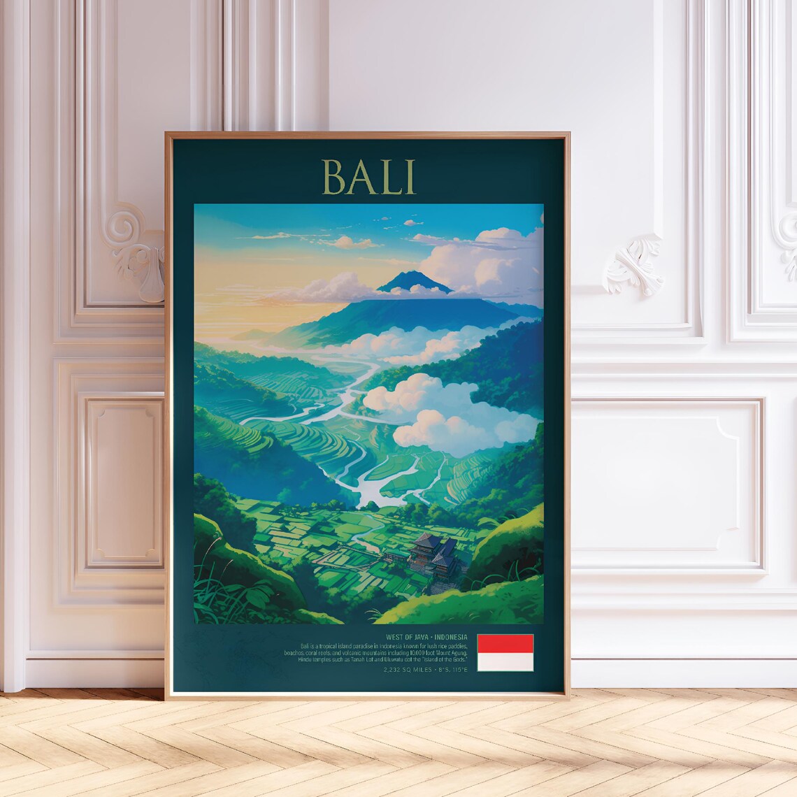 Miluva Bali Travel Print, Indonesia Wall Art, Rice Terraces Poster ...