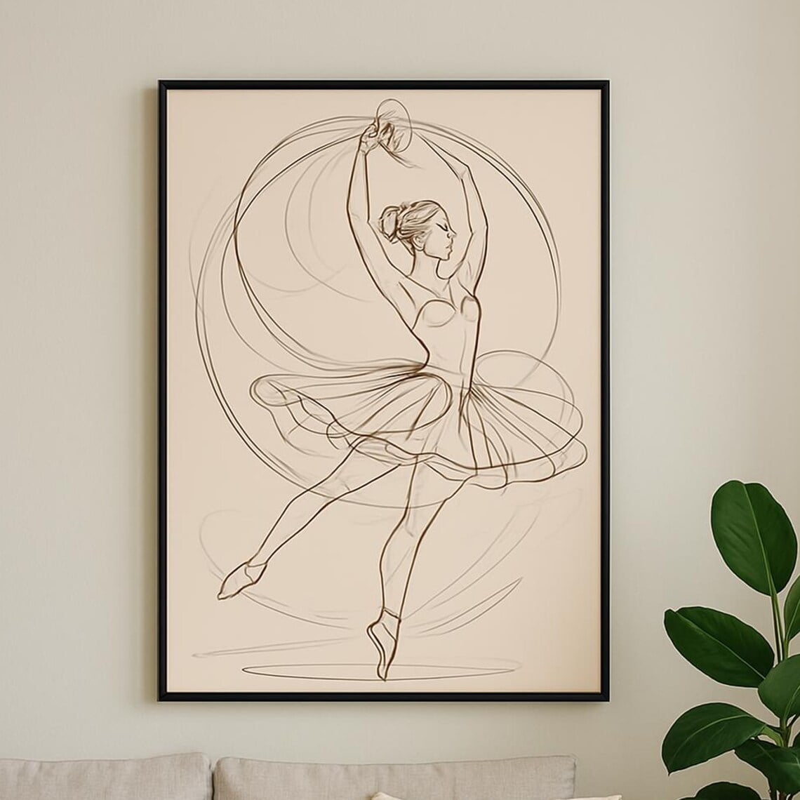 Miluva Ballet Dancer Line Art Poster Ballerina Sketch Wall Art Elegant ...