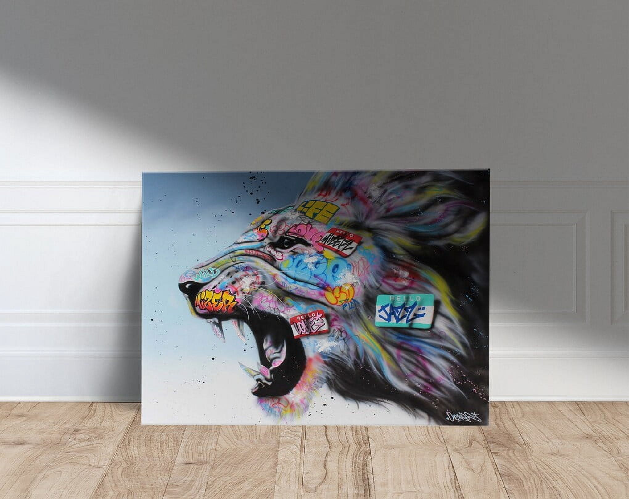 Miluva Banksy Graffiti Art,Lion Graffiti Poster Graffiti Wall Art Wall ...