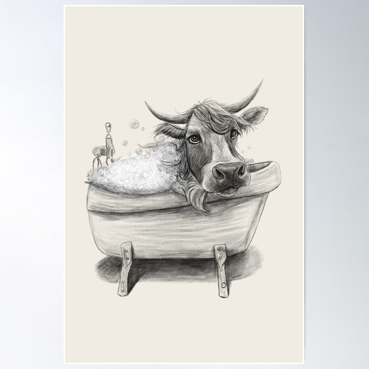 Miluva Bathroom Art Cow Drawing, Bathroom Wall Decor Poster Wall Art ...