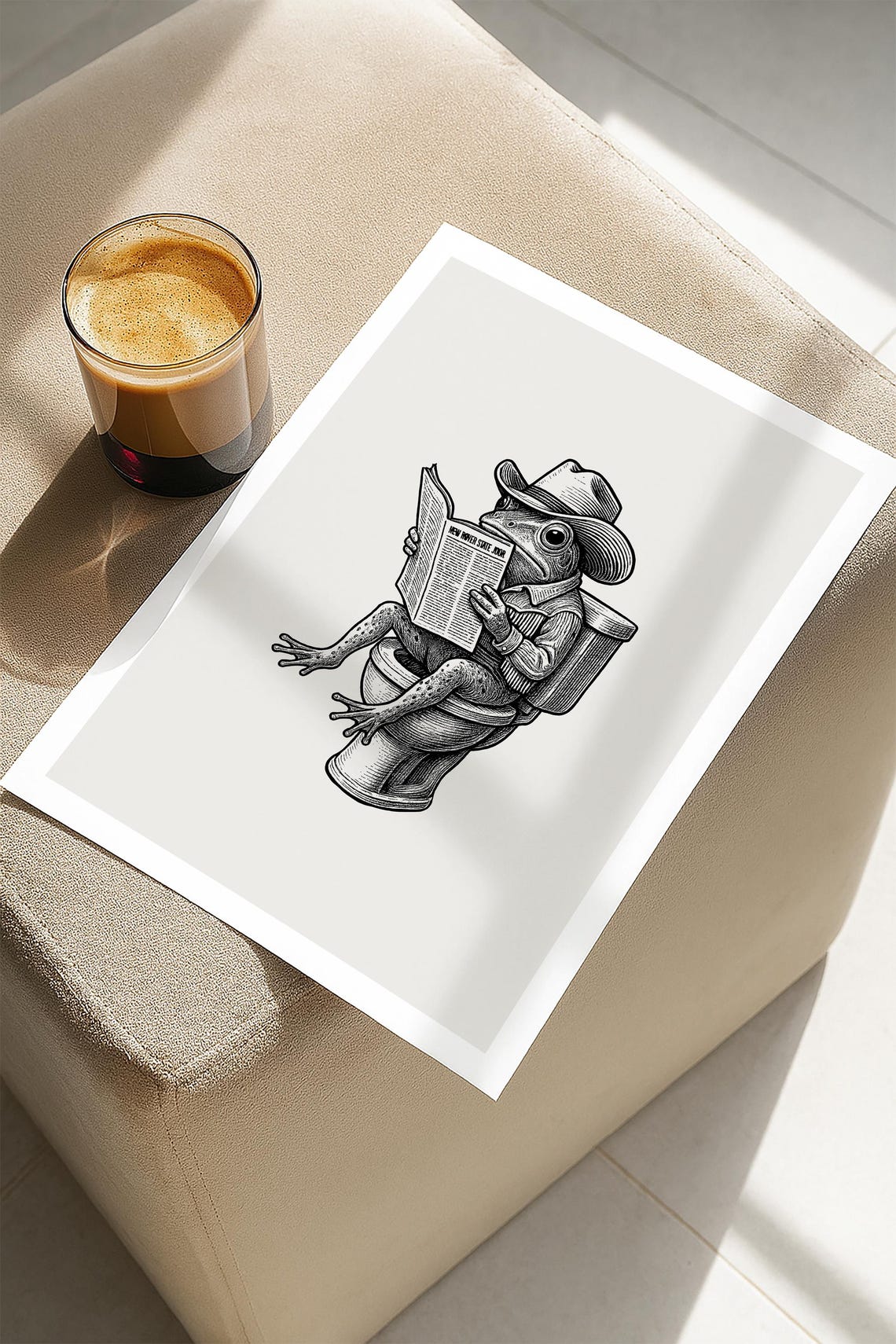 Miluva Bathroom Decor, Frog Sitting On Toilet Print, Bathroom Decor ...