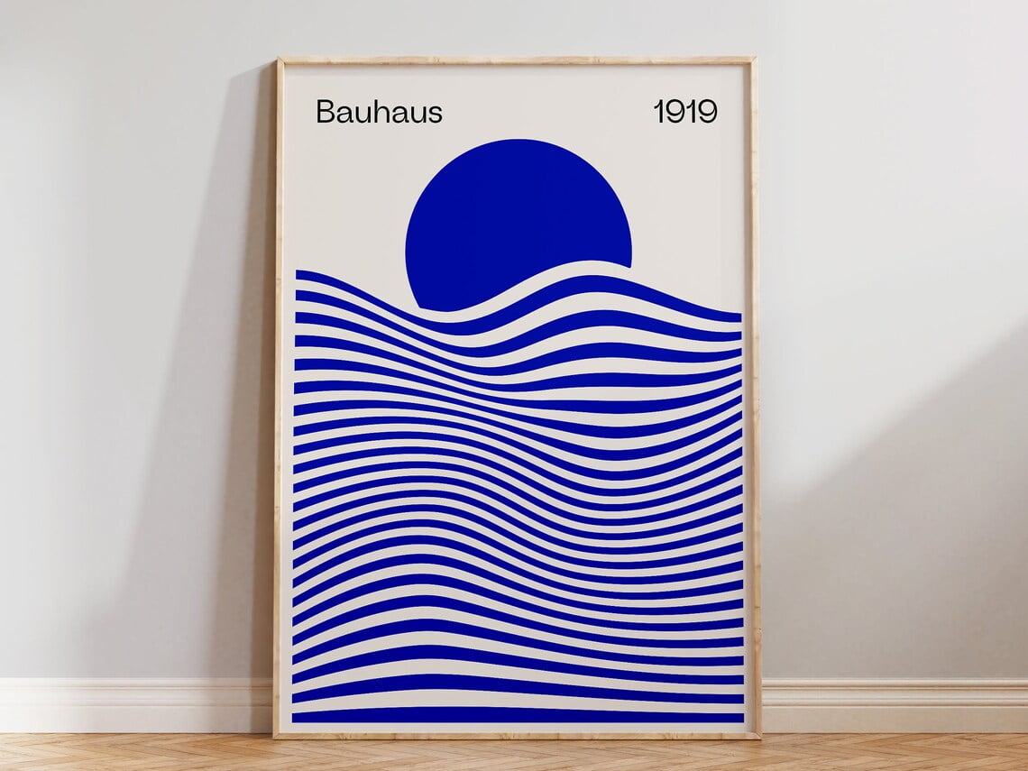 Miluva Bauhaus Blue Print - Bauhaus Retro Poster - Vintage Blue Rom ...