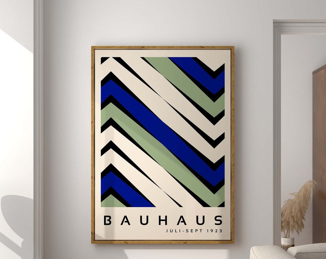 Miluva Bauhaus Printable Poster Blue Green Mid Century Modern Print ...