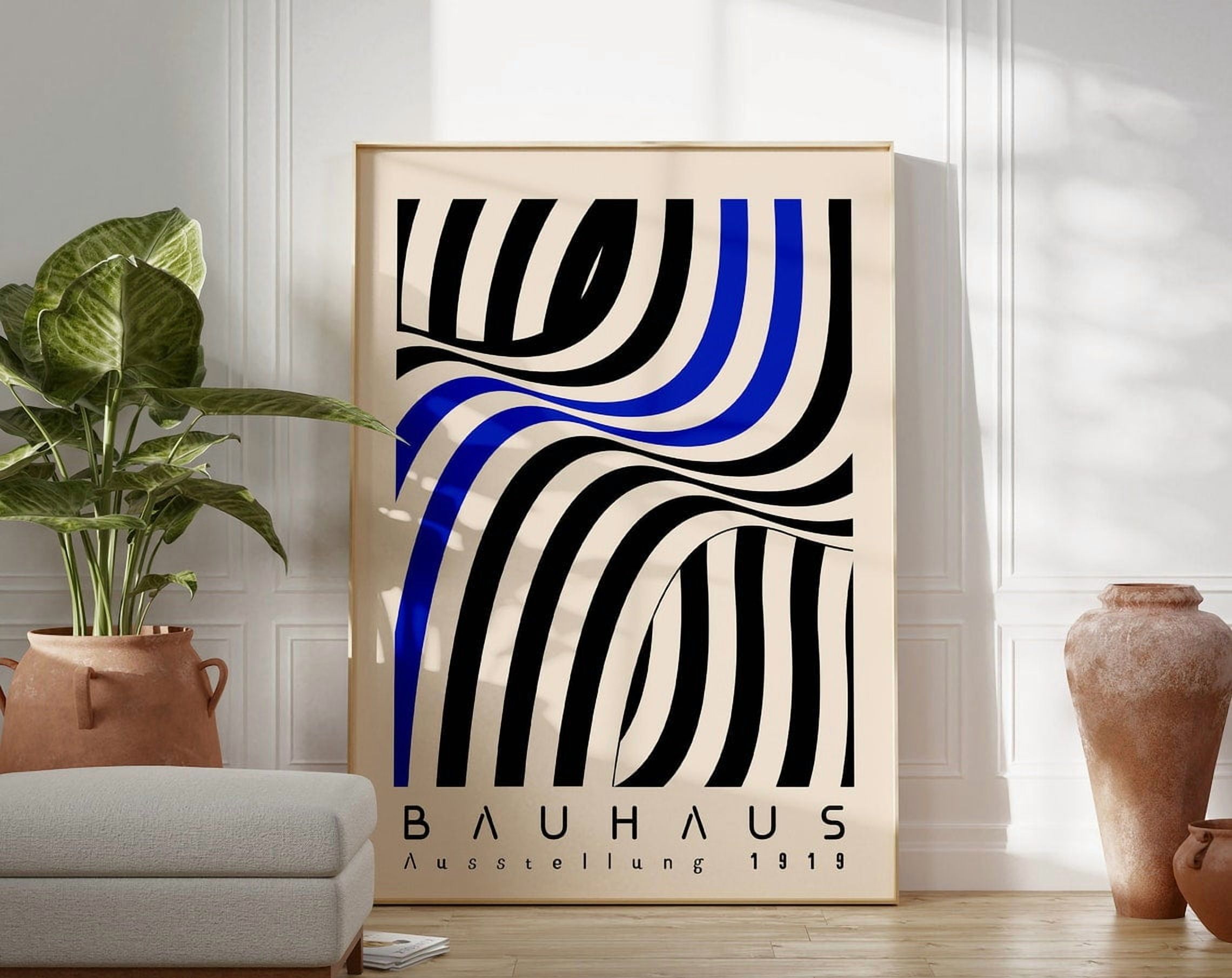 Miluva Bauhaus Printable Poster Blue Mid Century Modern Print Retro ...