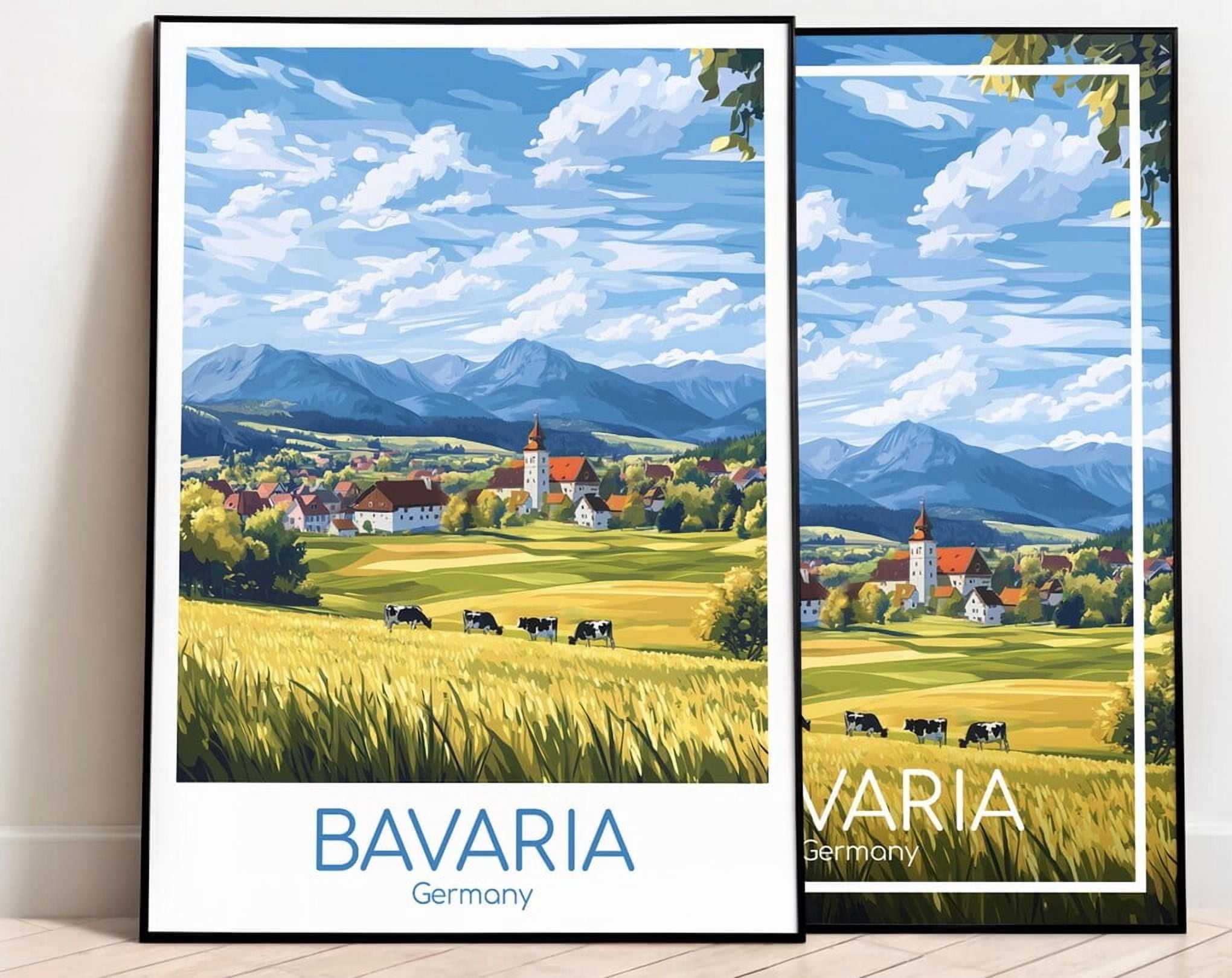 Miluva Bavaria Travel Poster Bavaria Poster Wall Art Germany Vintage ...
