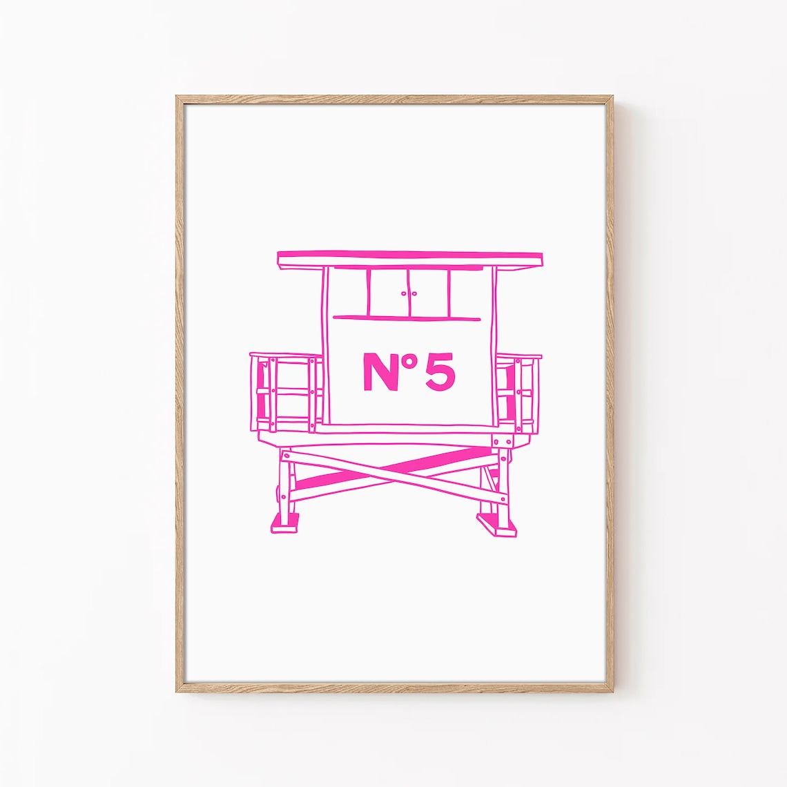 Miluva Beach Cabin Poster, Pink Color Print, Beach Hut Print, Fashion ...
