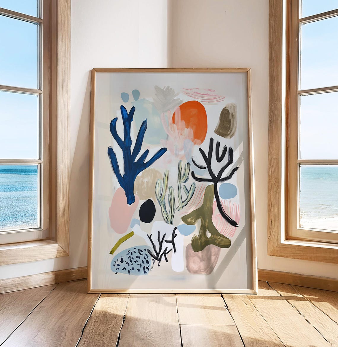 Miluva Beach House Decor Coastal Wall Art Mediterranean Print Abstract ...