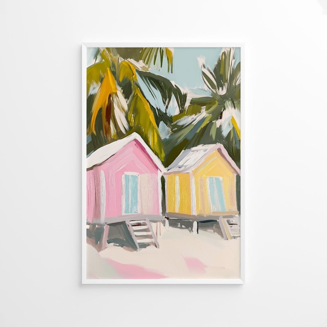 Miluva Beach House Poster, Coastal Wall Art, Palm Tree Decor, Summer ...