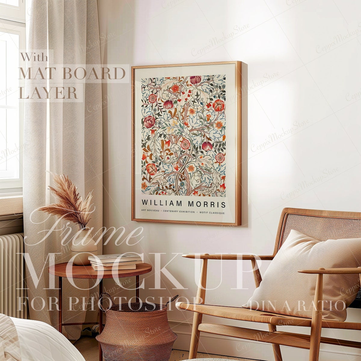 Miluva Bedroom Frame Mockup, Interior Psd Wood Vertical Vintage ...