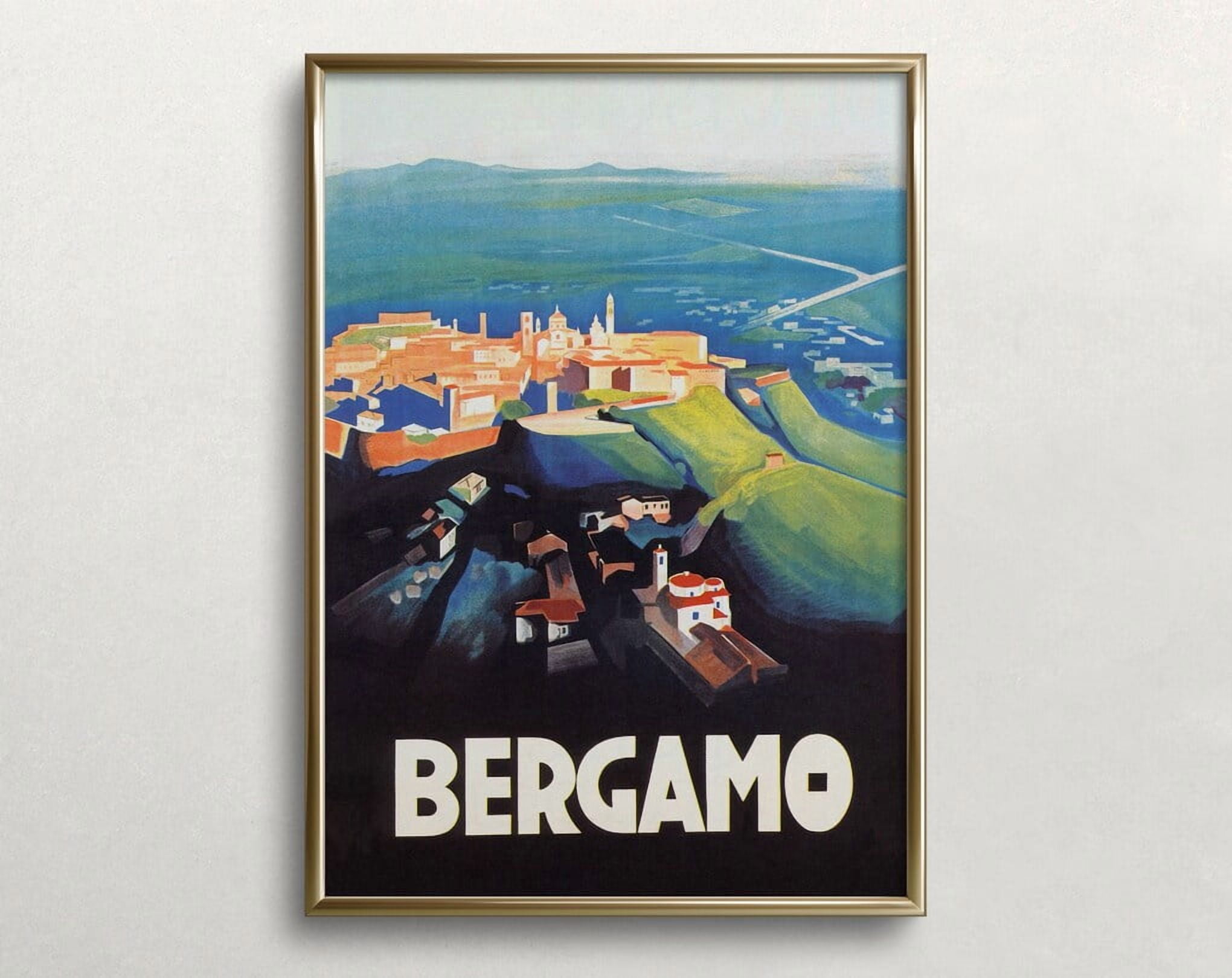 Miluva Bergamo Italy Print, Vintage Wall Art, Italy Travel Poster ...