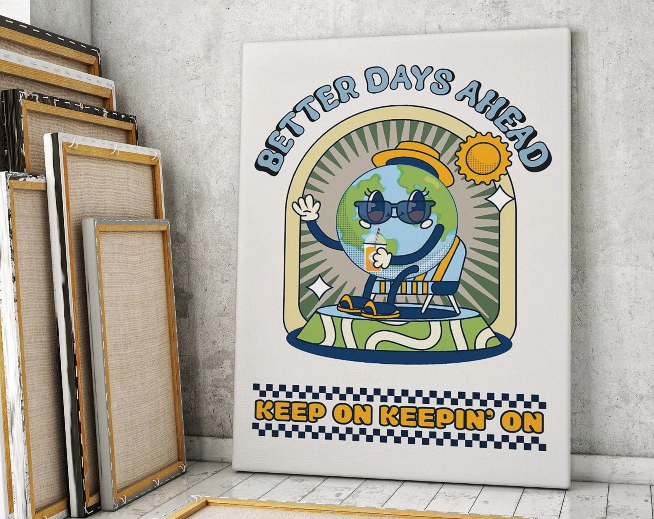 Miluva Better Days Ahead Poster, Retro Motivation Poster, Home Office ...