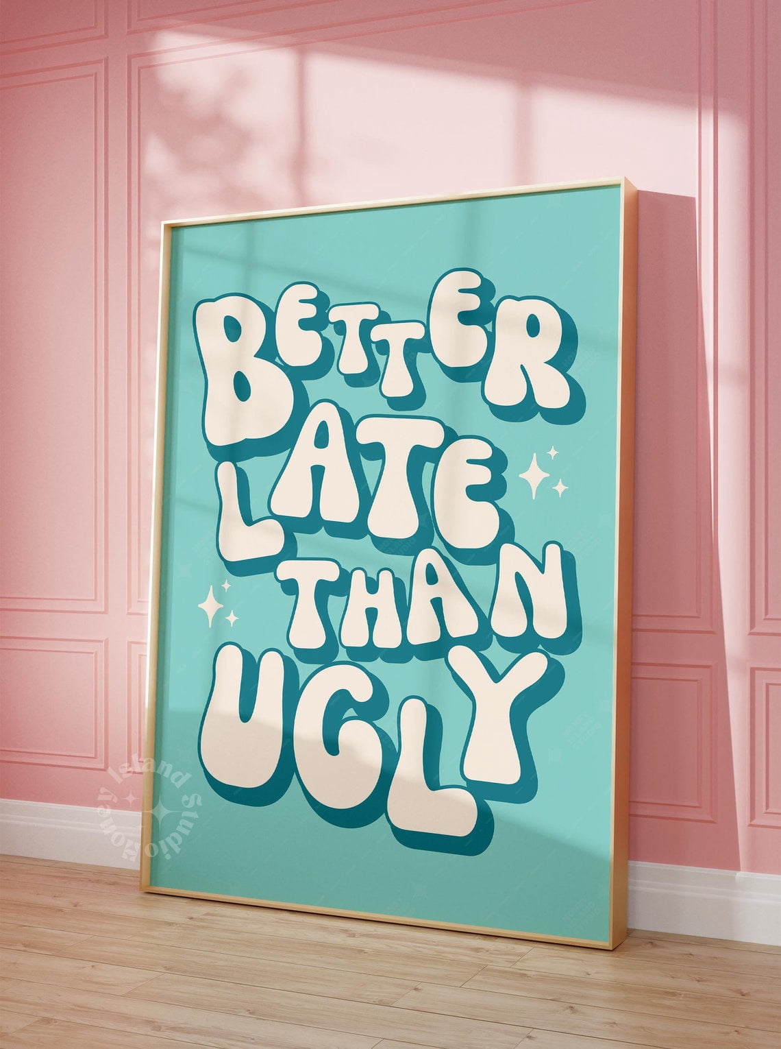 Miluva Better Late Than Turquoise Blue, Trendy Wall Art, Preppy Dorm ...