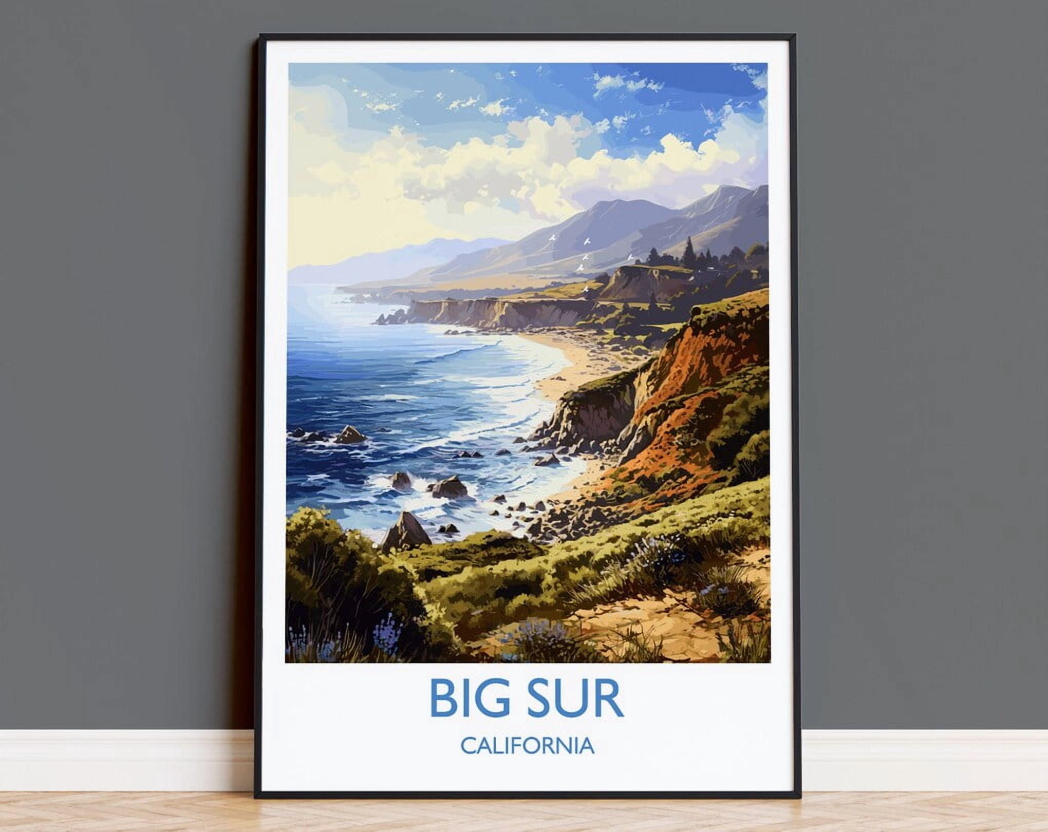 Miluva Big Sur Travel Poster, Travel Print Of Big Sur, California, Big ...