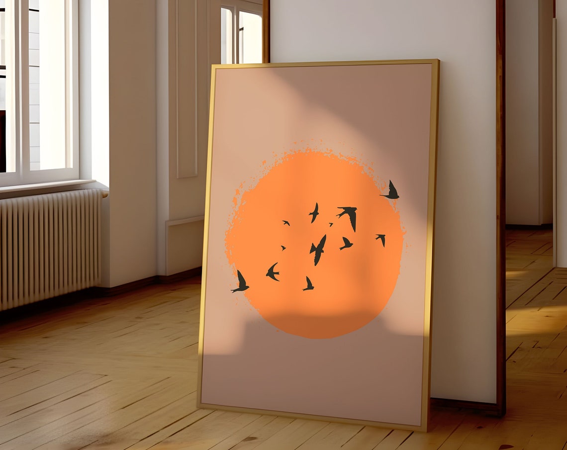 Miluva Birds Printable Wall Art, Flying Birds Art Poster, Sun And Birds ...