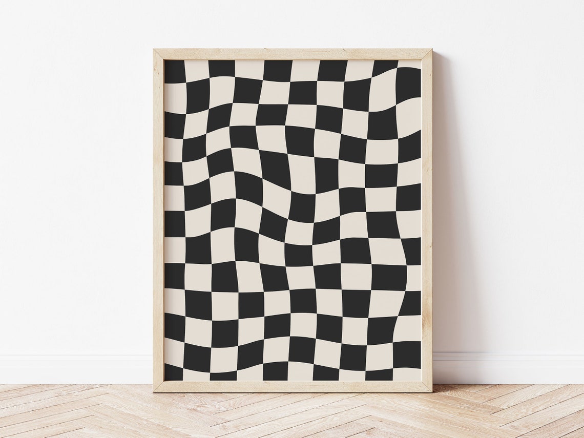 Miluva Black And White Checkered Decor, Funky Wall Art , Trendy Groovy ...