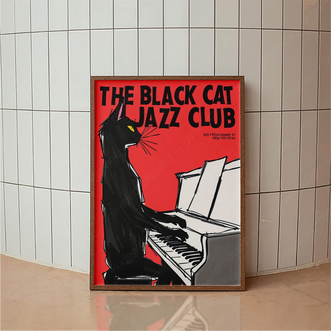 Miluva Black Cat Jazz Club Poster, Vintage Jazz Print, Modern Wall Art ...