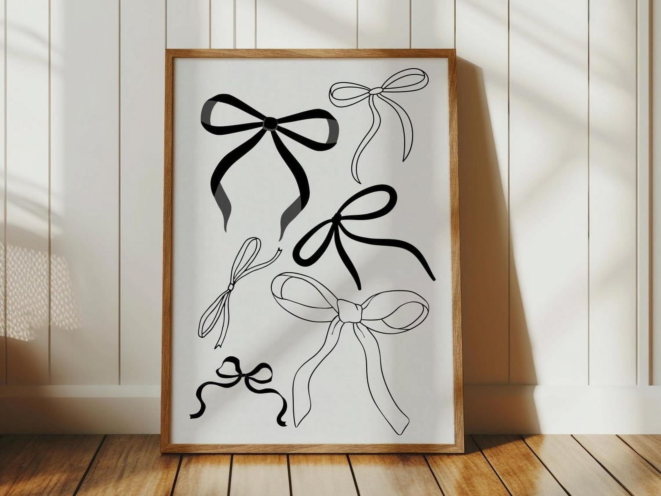 Miluva Black Coquette Bows Print, Preppy Wall Art, Cute Trendy Poster ...