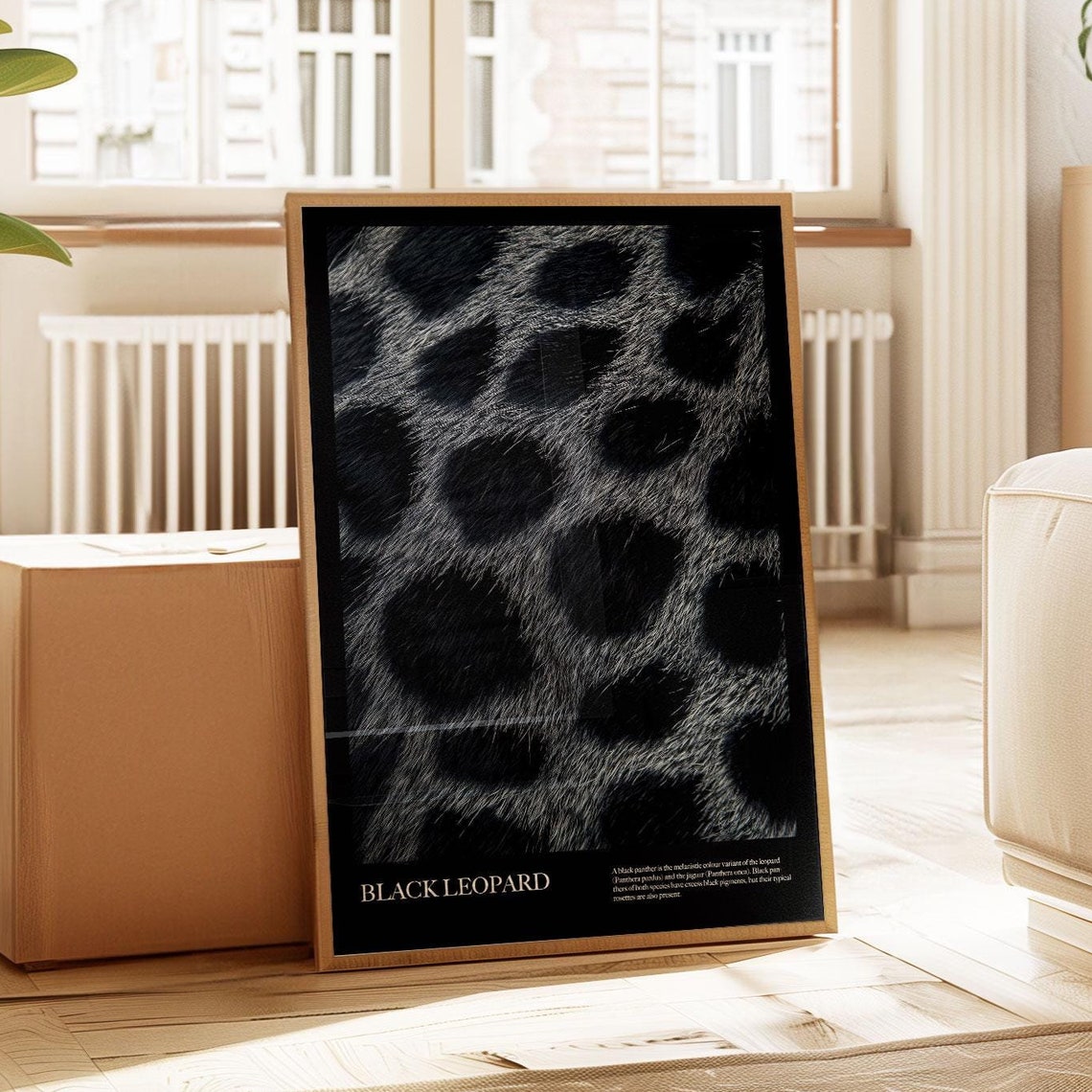 Miluva Black Leopard Pattern Poster, Leopard Wall Art Print, Leopard ...