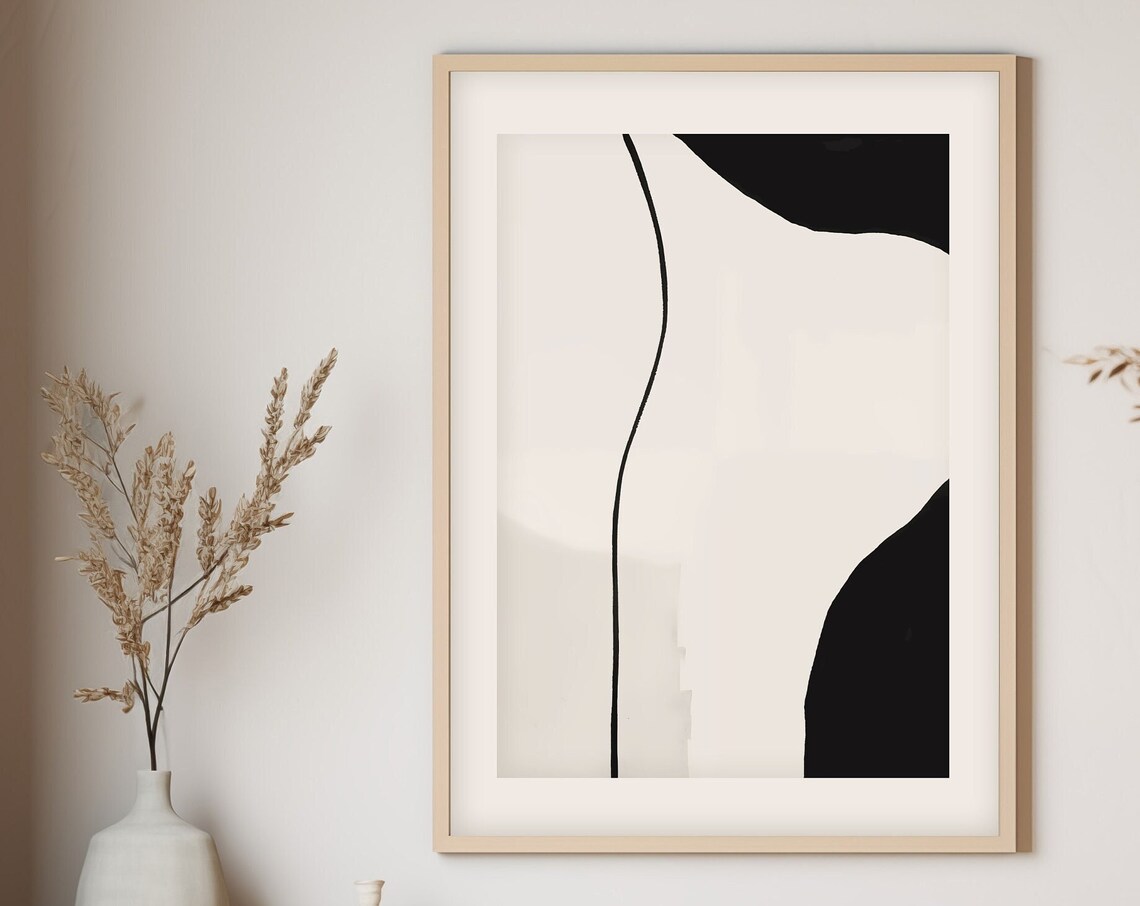 Miluva Black And White Art, Minimalist Wall Art , Black Abstract Art ...