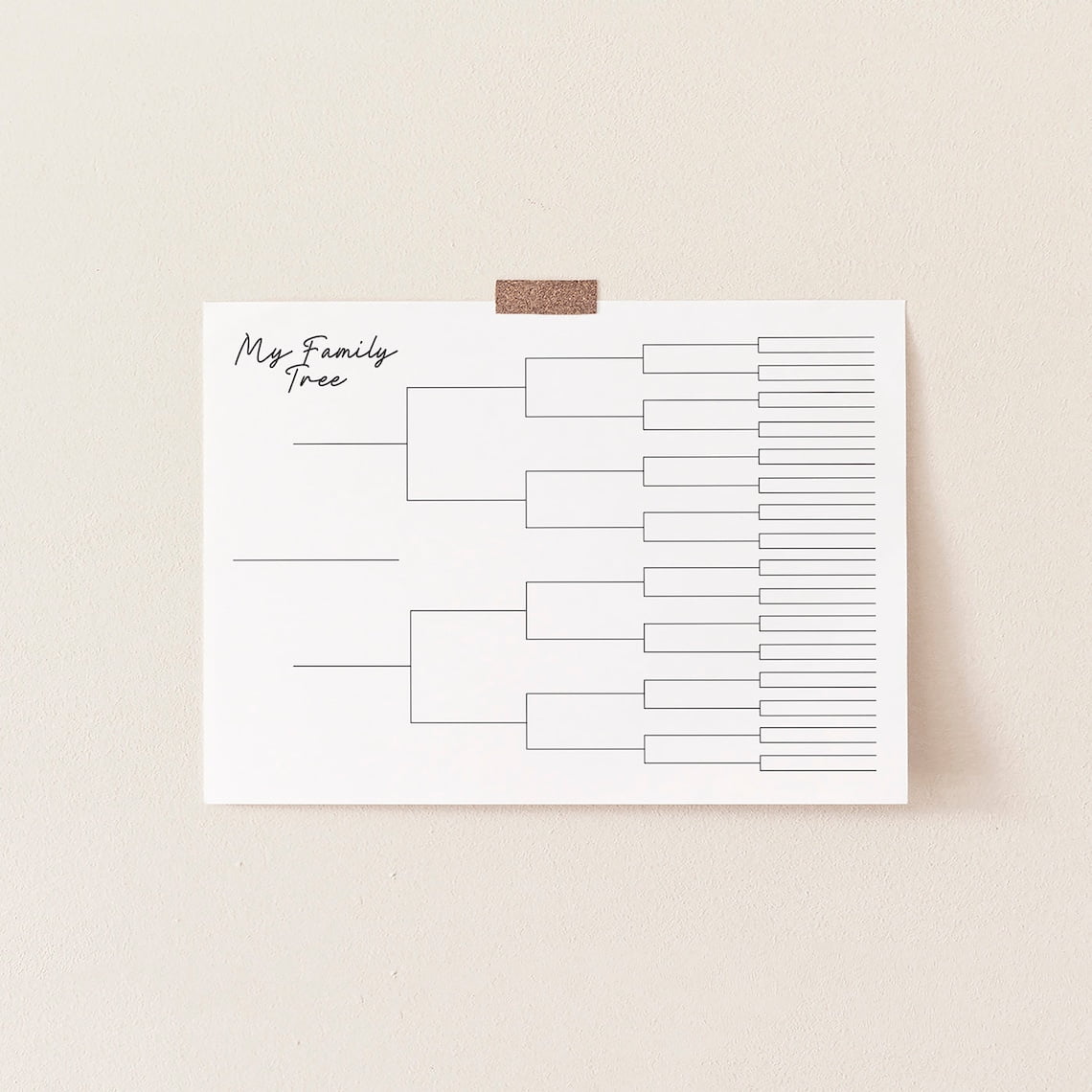 Miluva Blank Genealogy Chart, Horizontal Family History Template ...